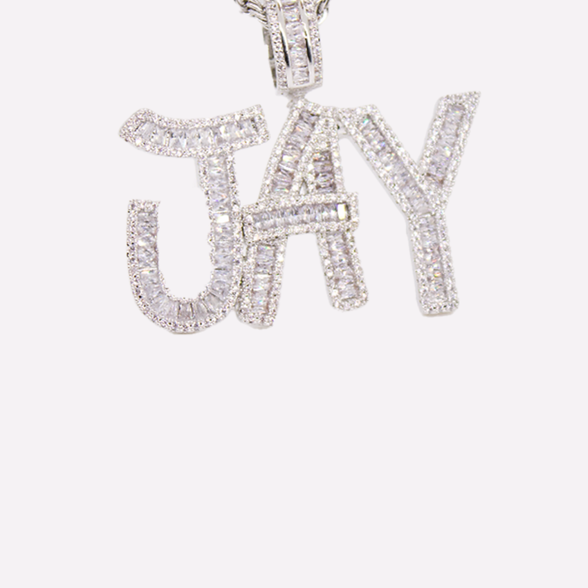 Iced Out Baguette Letters - White Gold – Zotic