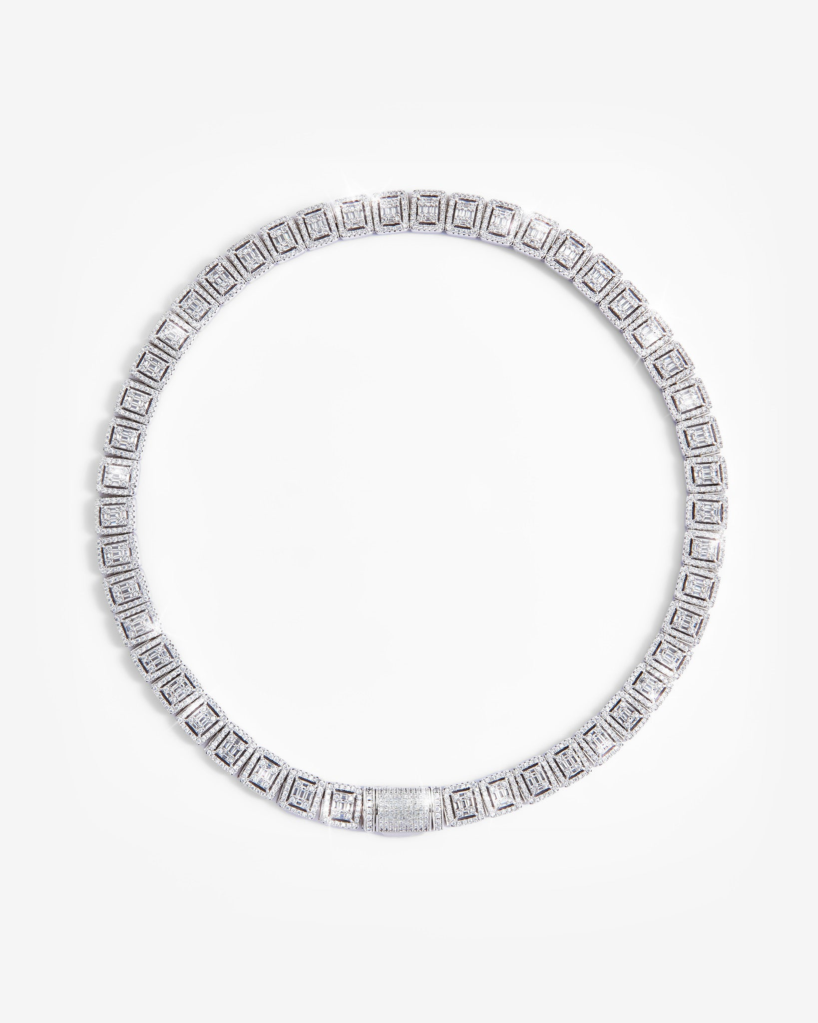 12mm Clustered Tennis Chain - White Gold – Zotic