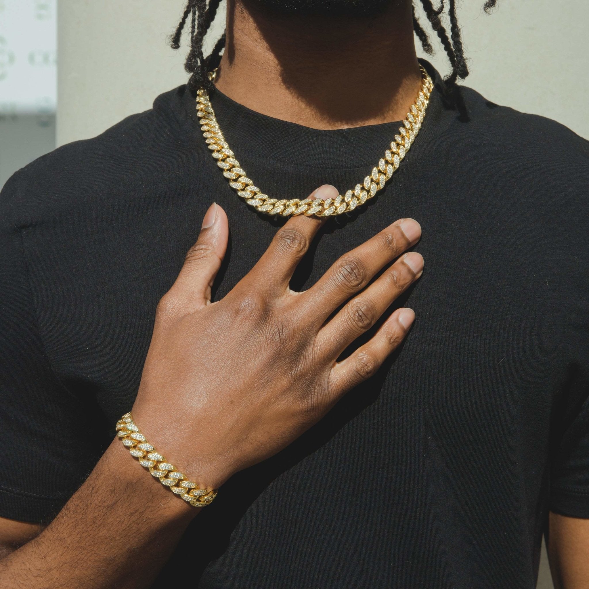 12mm Iced Cuban Chain + Bracelet Bundle - Gold – Zotic