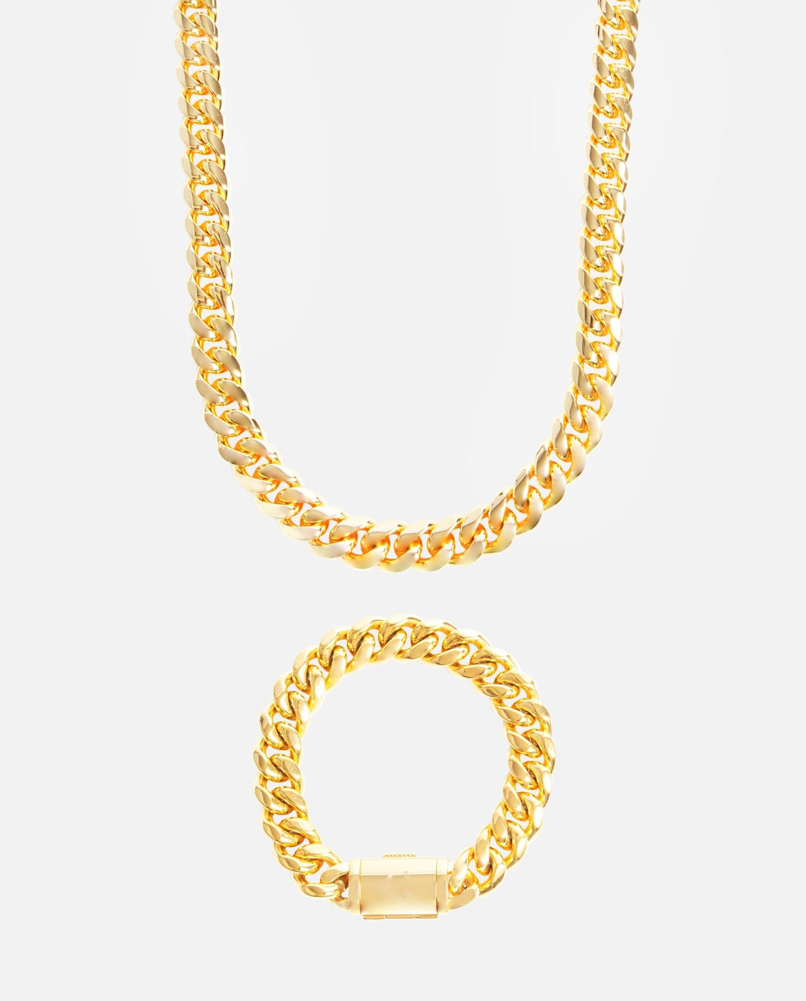 12mm Miami Cuban Chain + Bracelet Bundle - Gold – Zotic