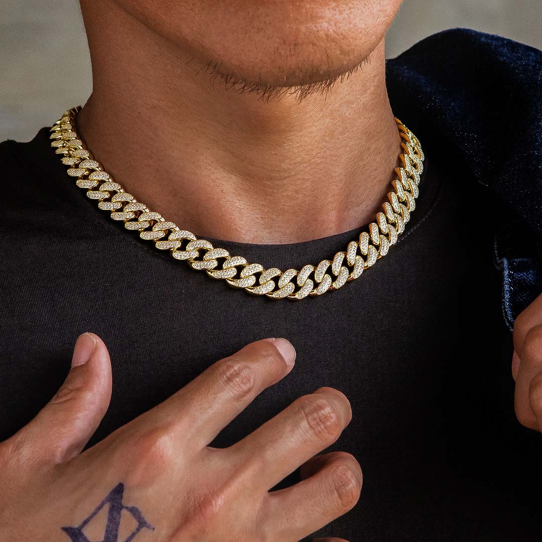 12mm Iced Out Cuban Link Necklace - Gold – Zotic