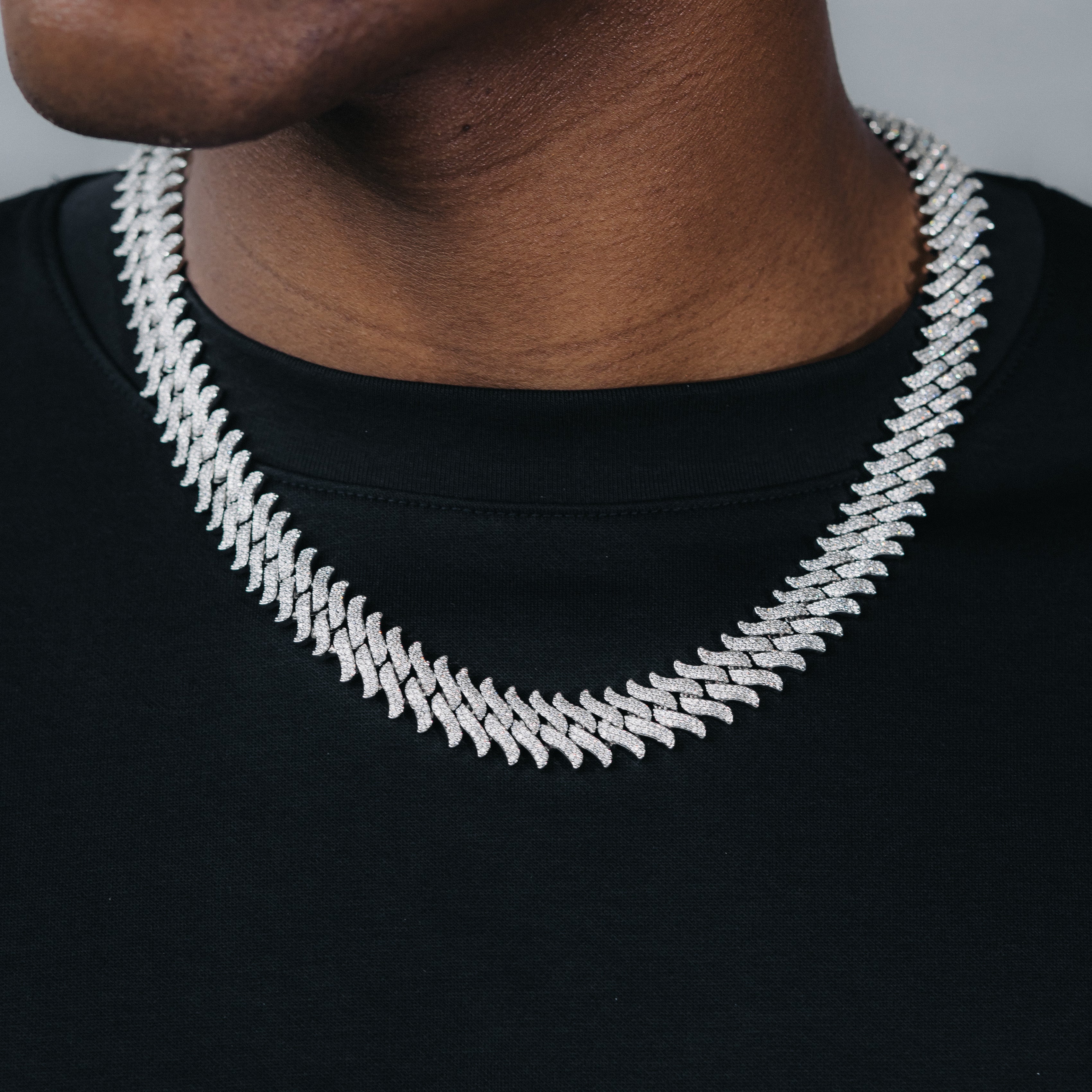 15mm Spiked Diamond Cuban Chain - White Gold – Zotic