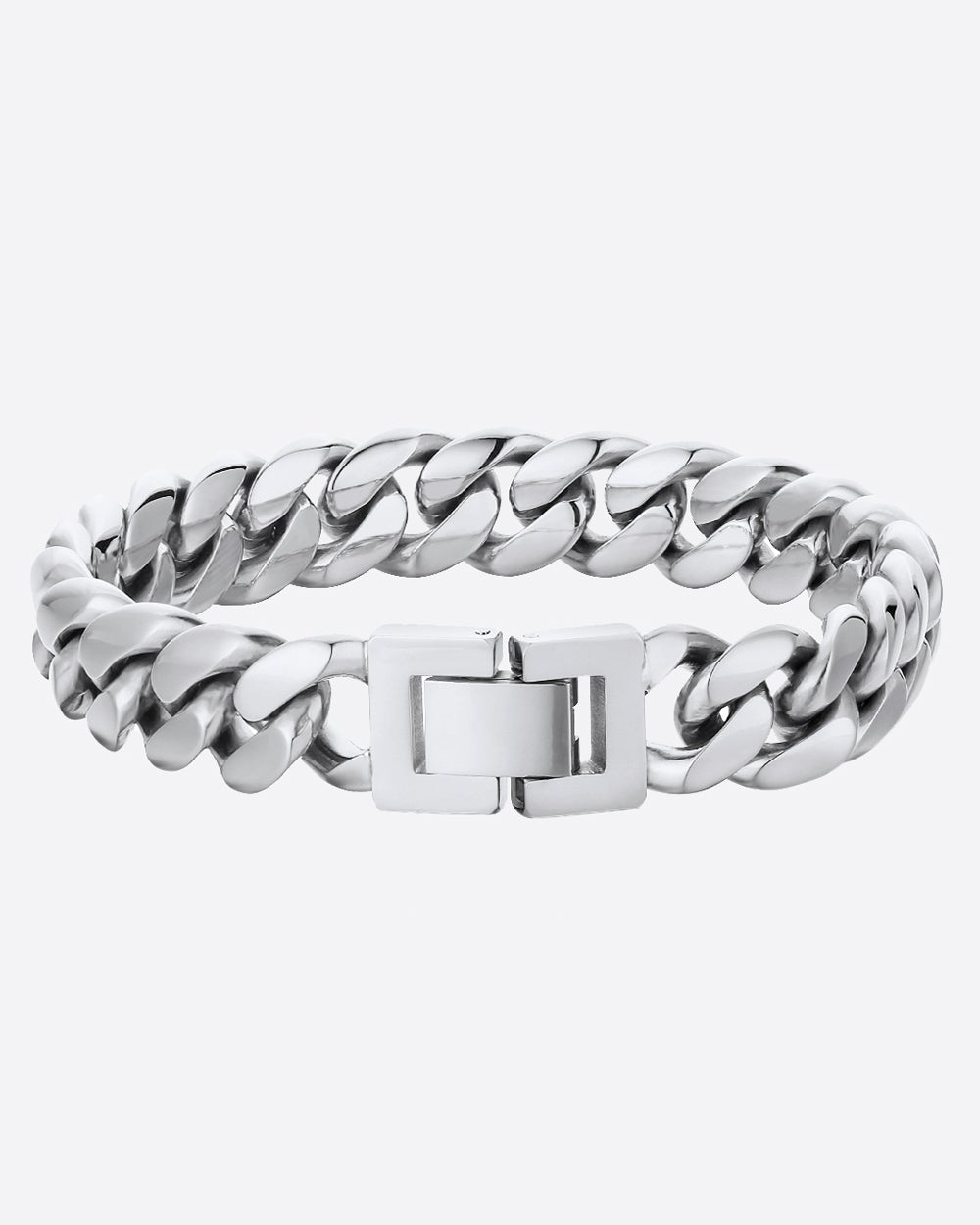 Cuban Boxed 12MM Bracelet - White Gold – Zotic