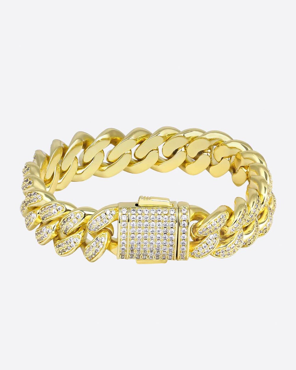 12MM ICED CUBAN LINK BRACELET - Gold – Zotic